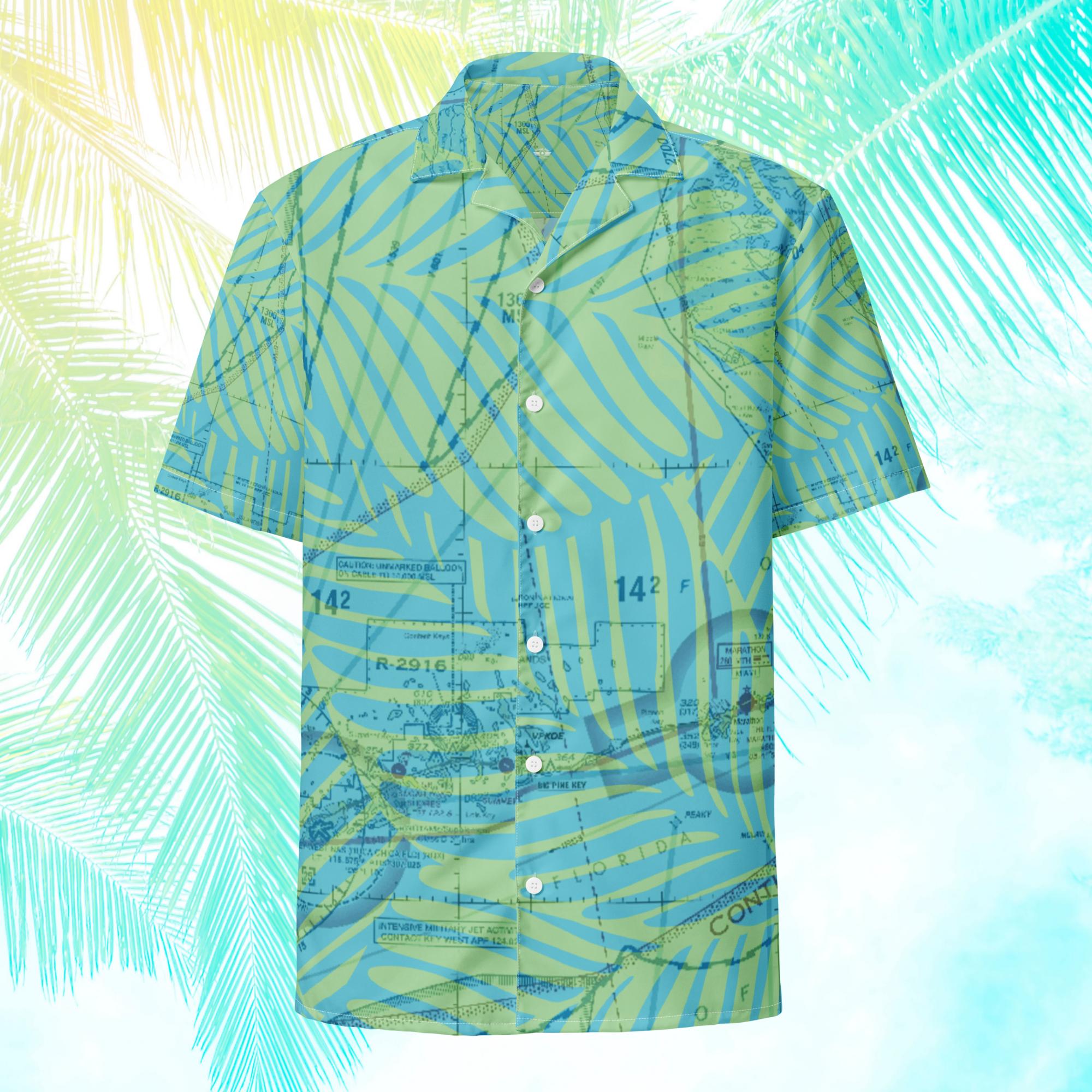 Florida Keys Tropical Print VFR Sectional Map Button-Down Shirt ...